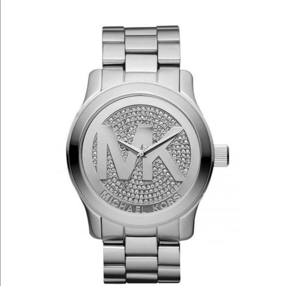 Michael Kors | Accessories | Michael Kors Mk5544 Runway Silver Crystal ...